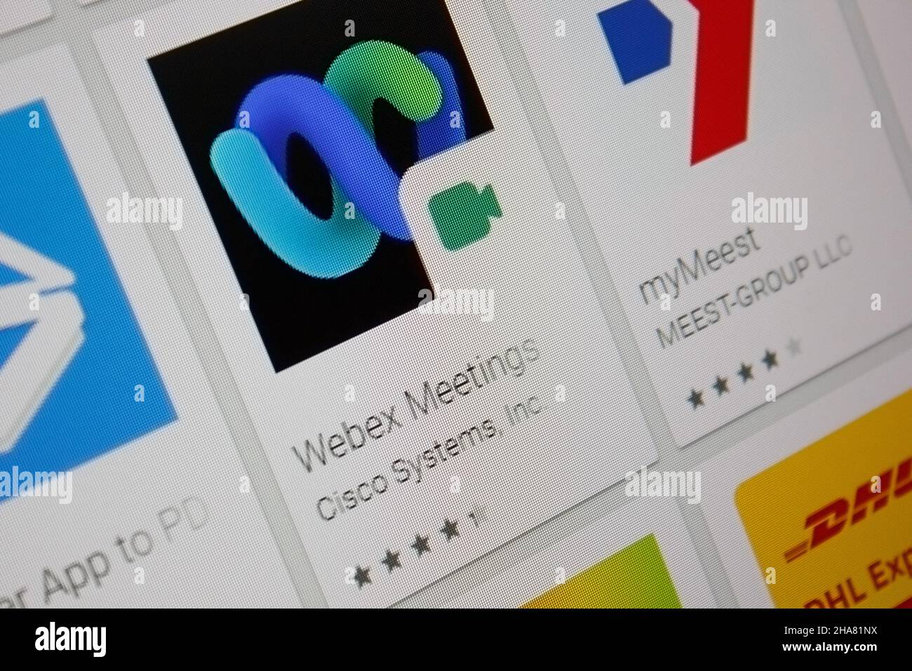 Ivanovsk, Russia - November 28, 2021: Webex Meetings app on the display ...