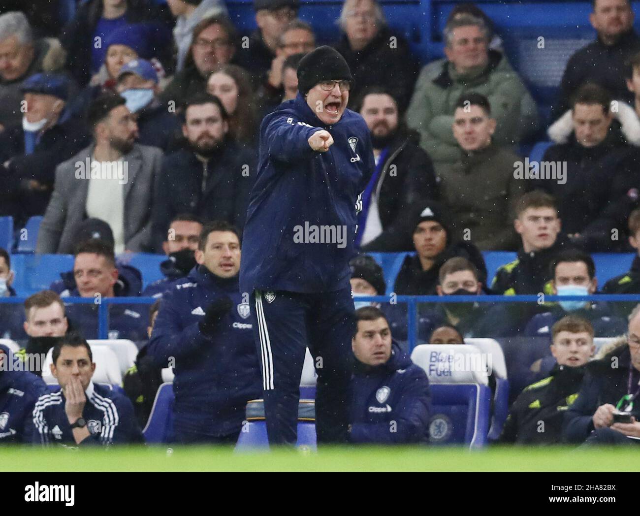 London, England, 11th December 2021. Marcelo Bielsa manager of of Leeds ...