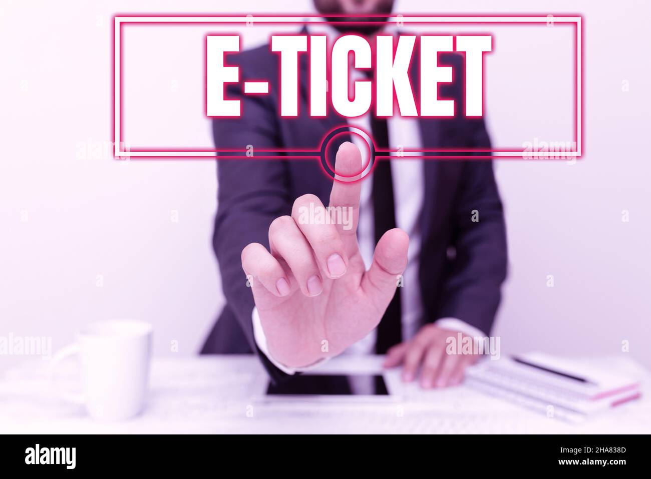 Sign displaying E Ticket. Business showcase Digital ticket that is as ...
