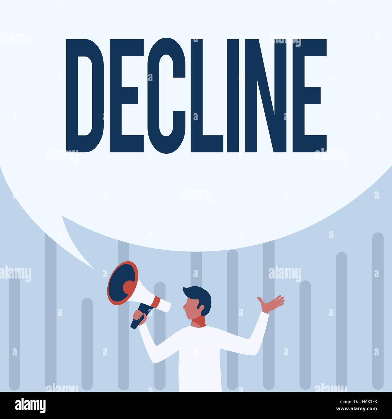 Text showing inspiration Decline. Business idea Become smaller fewer less Decrease Politely ...