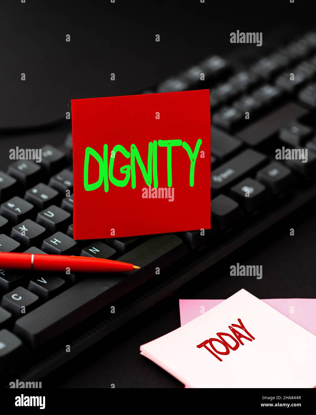 Writing displaying text Dignity. Word for Quality Being worthy of honor ...