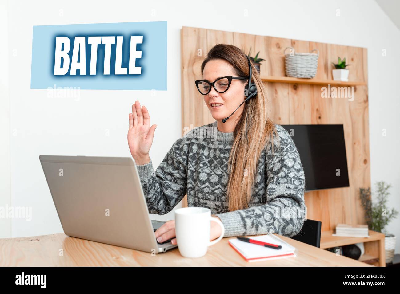 Text caption presenting Battle. Business approach violent fight between ...
