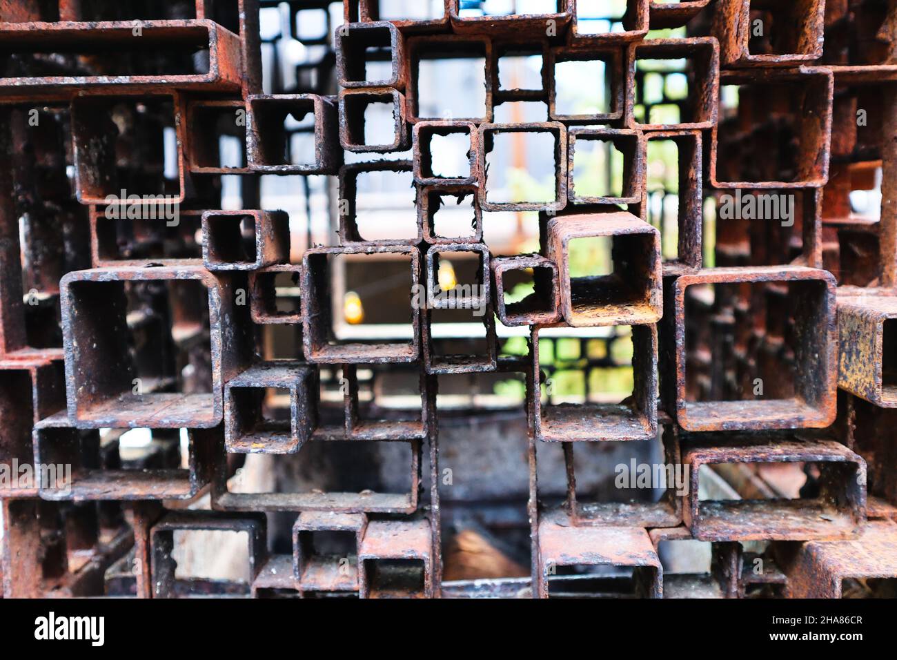small and big rusty metal squares welded together Stock Photo - Alamy