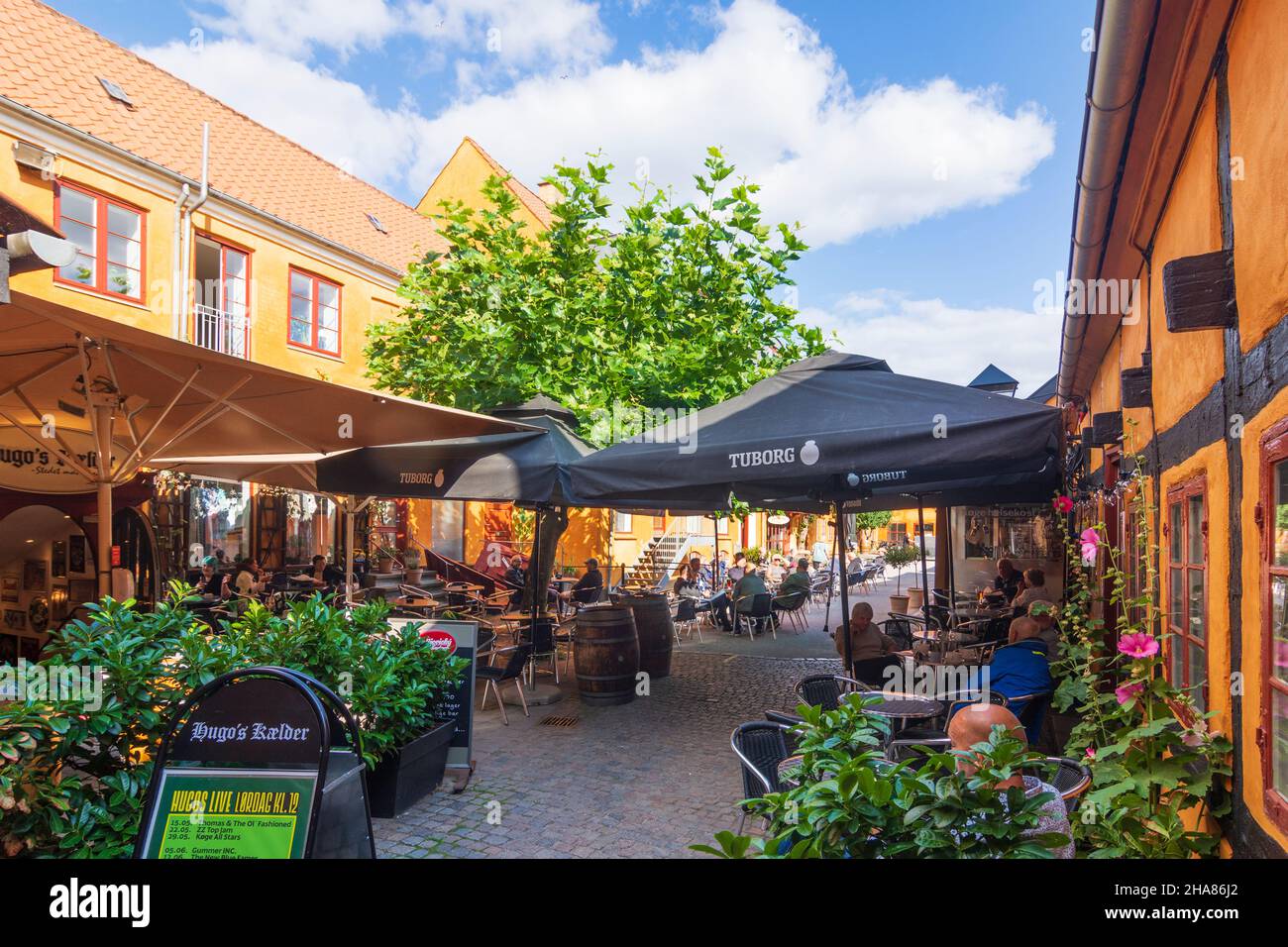 Koege: restaurant in courtyard, in Koege, Zealand, Sealand, Sjaelland ...