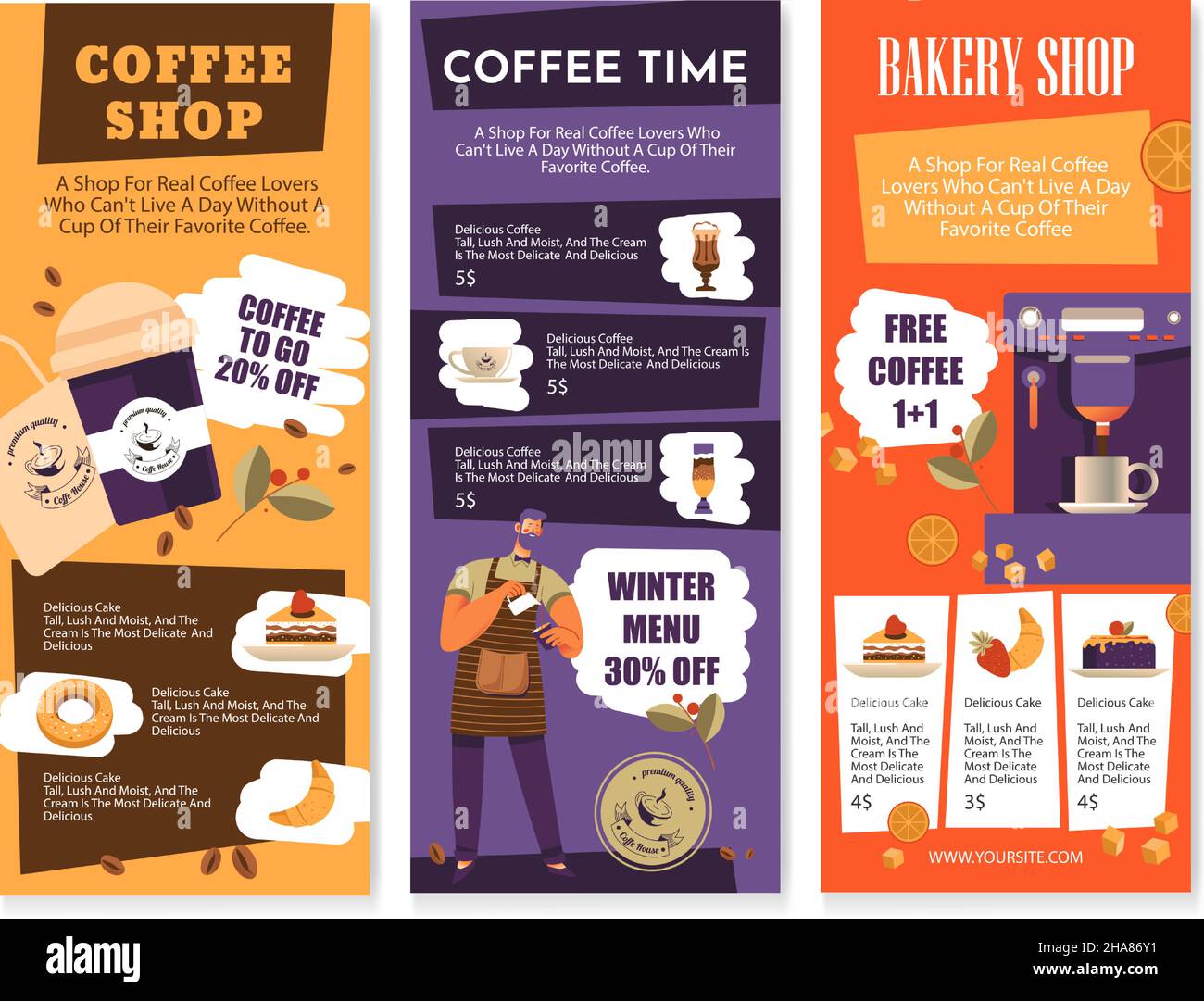 Bakery and coffee shop, freshly brewed beverage from machine, barista ...