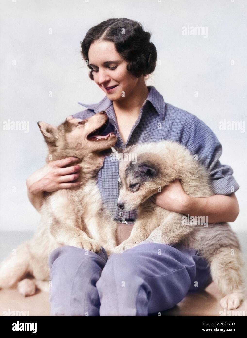 1920's photo woman posed with her 2 dogs Art & Collectibles Memorabilia ...