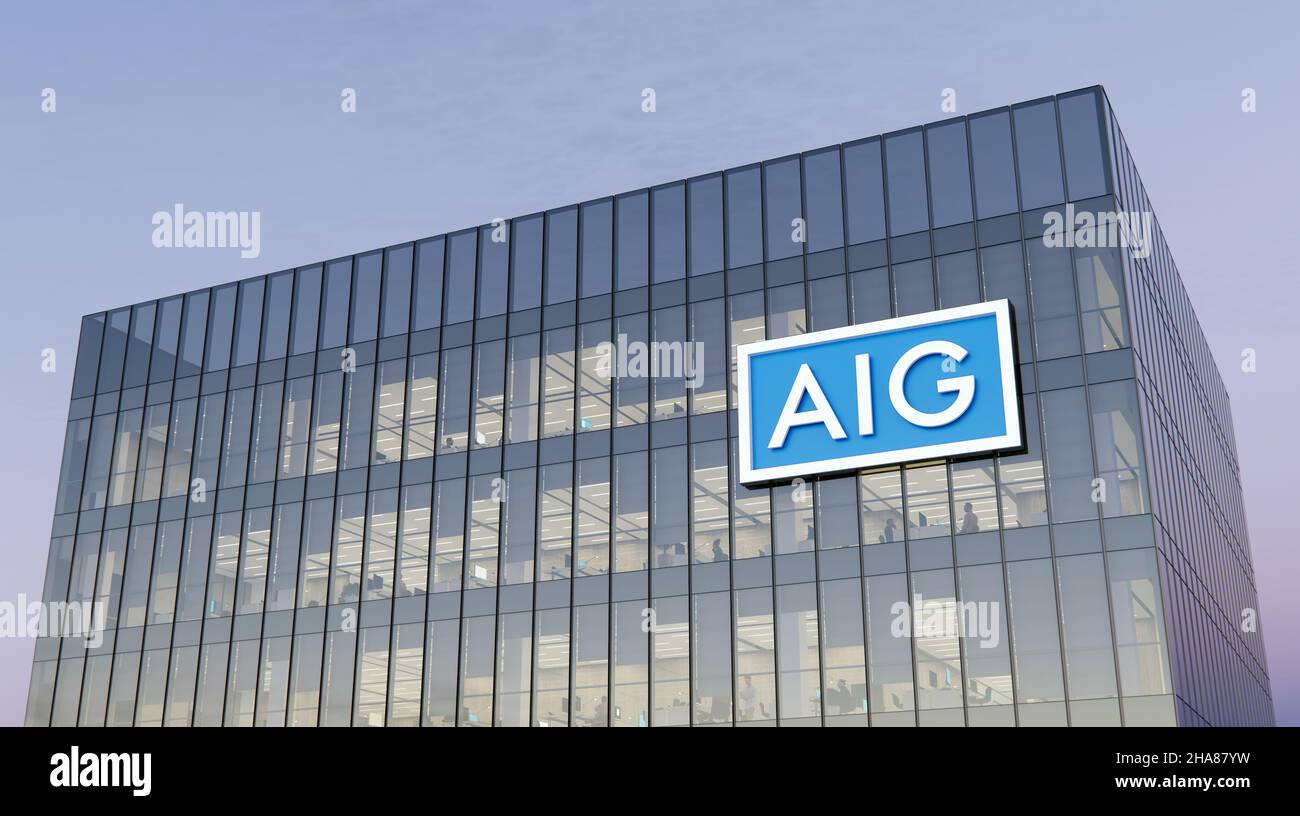 New York, NY, USA. October 18, 2021, Editorial Use Only, 3D CGI. AIG ...