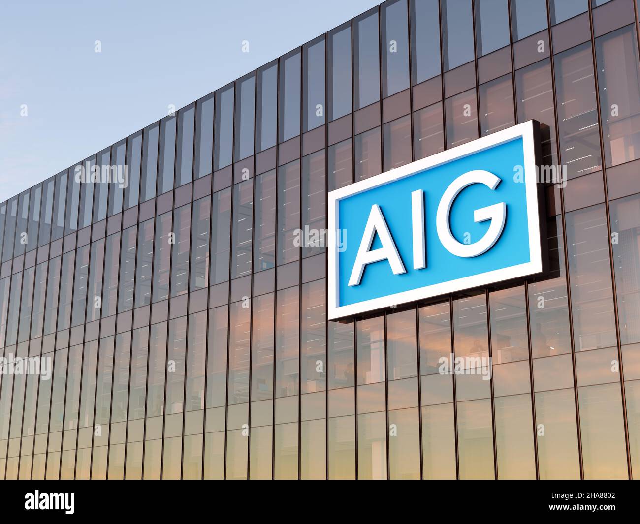 New York, NY, USA. October 18, 2021, Editorial Use Only, 3D CGI. AIG ...