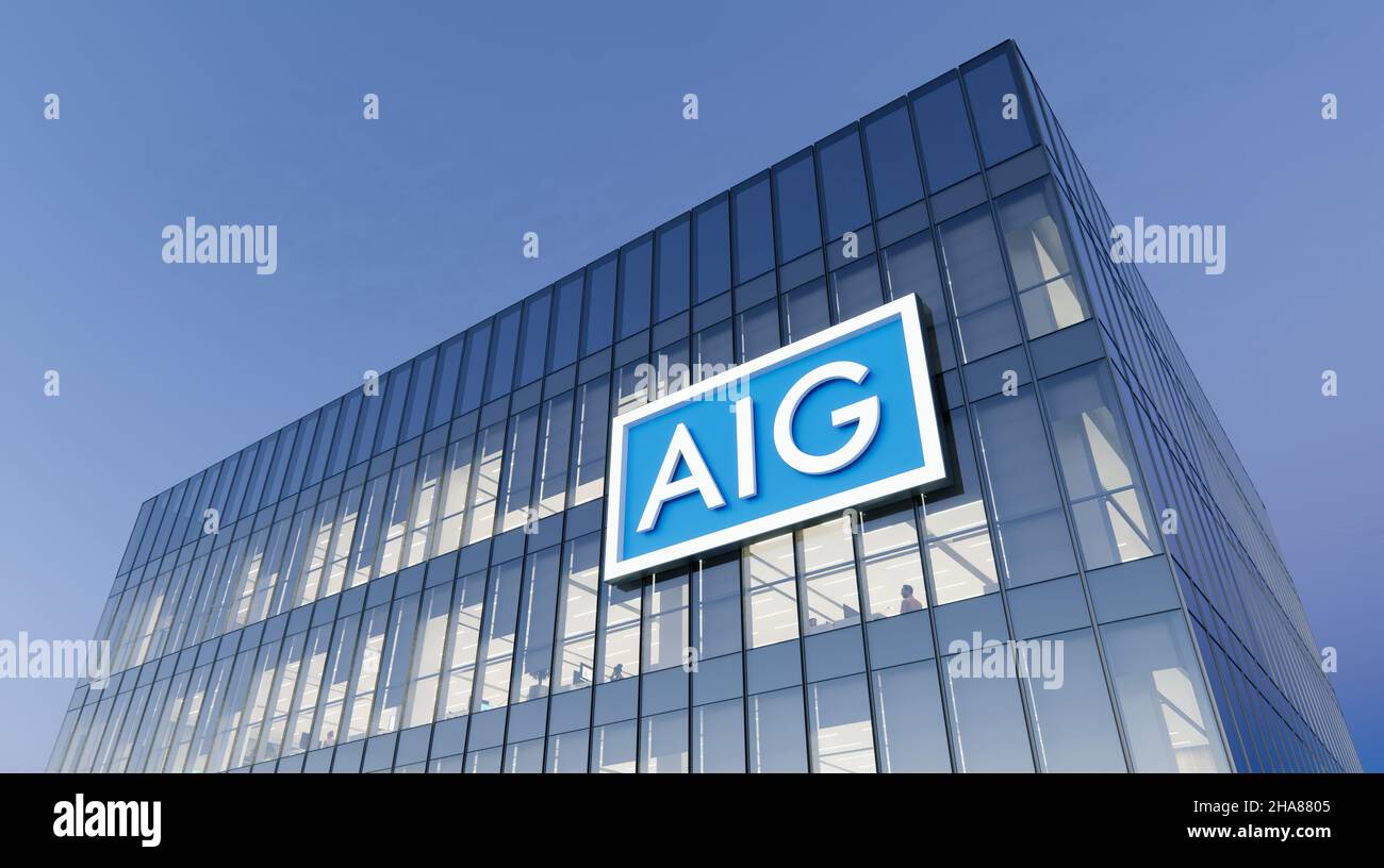 New York, NY, USA. October 18, 2021, Editorial Use Only, 3D CGI. AIG ...