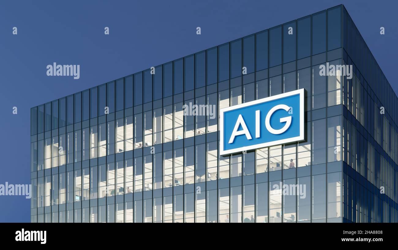 New York, NY, USA. October 18, 2021, Editorial Use Only, 3D CGI. AIG - American International ...
