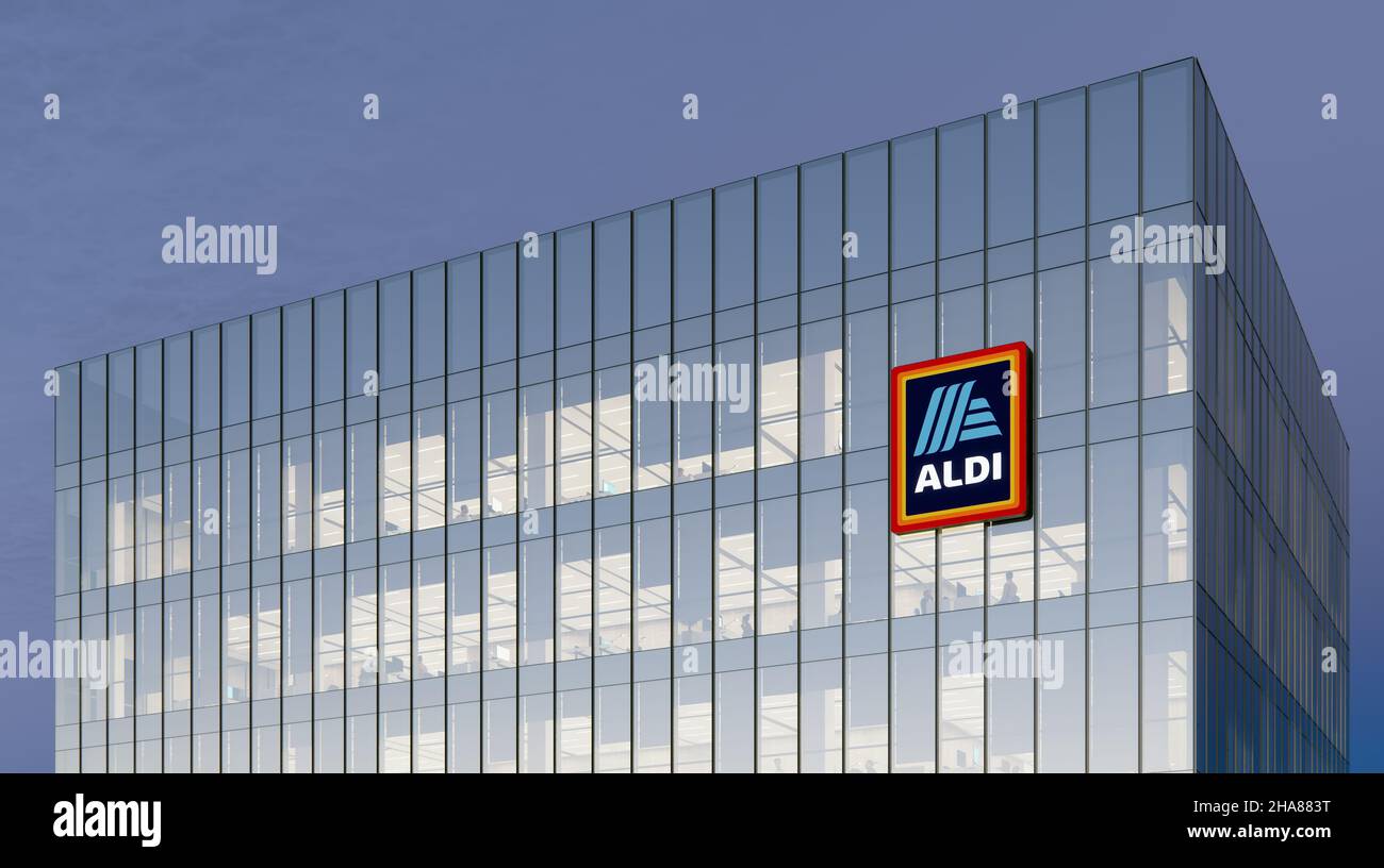 Essen, Germany. October 18, 2021. Editorial Use Only, 3D CGI. Aldi ...