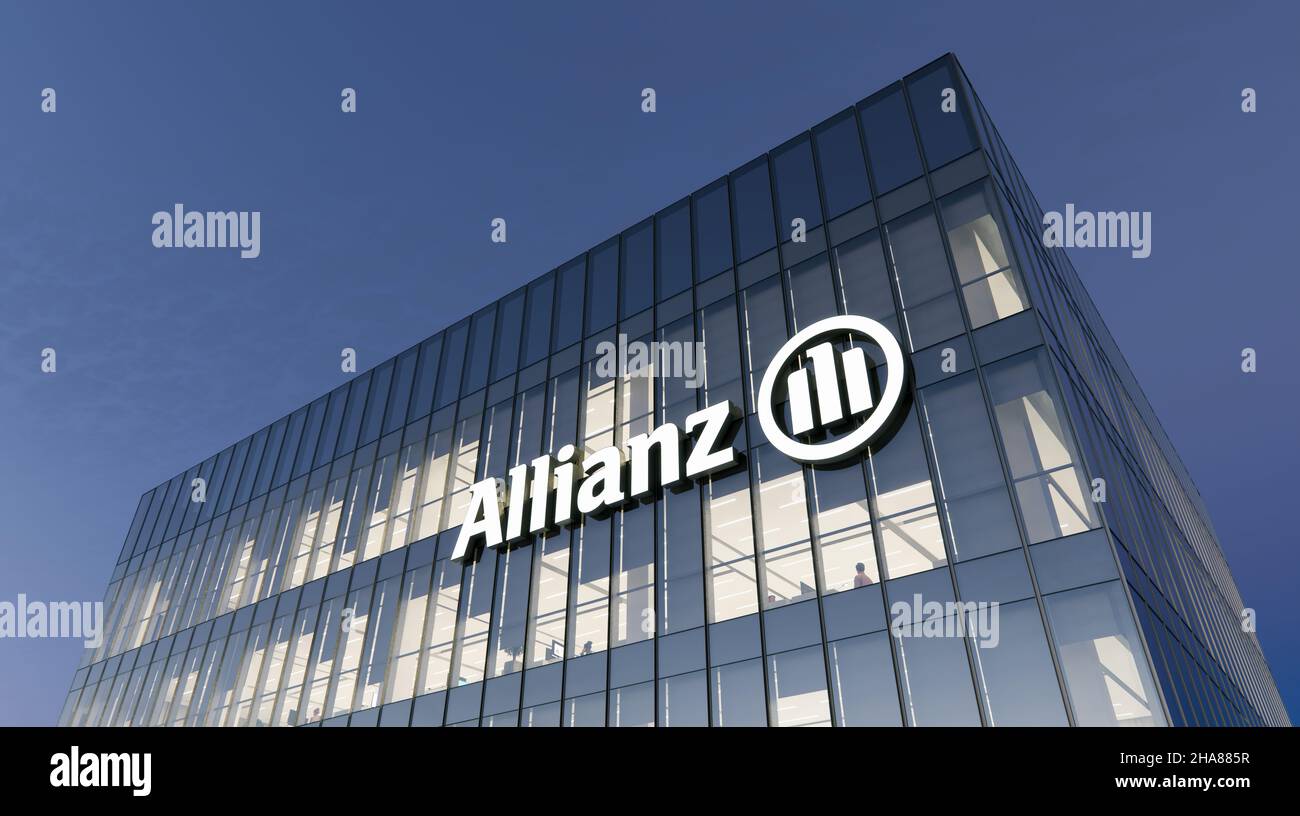 Munich, Germany. October 18, 2021, Editorial Use Only, 3D CGI. Allianz ...