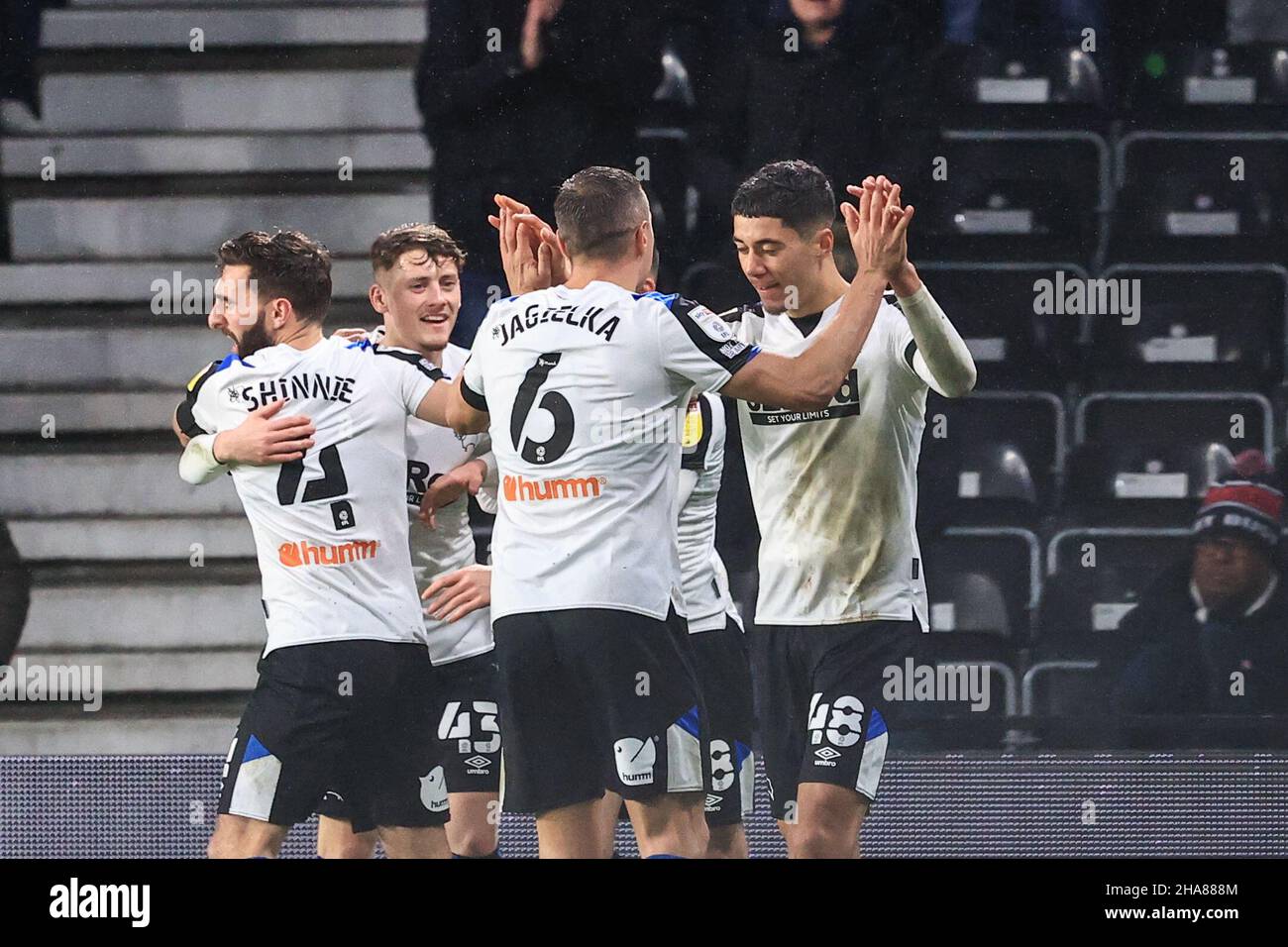 Luke Plange #48 of Derby County celebrates his goal to make it 1-0 ...