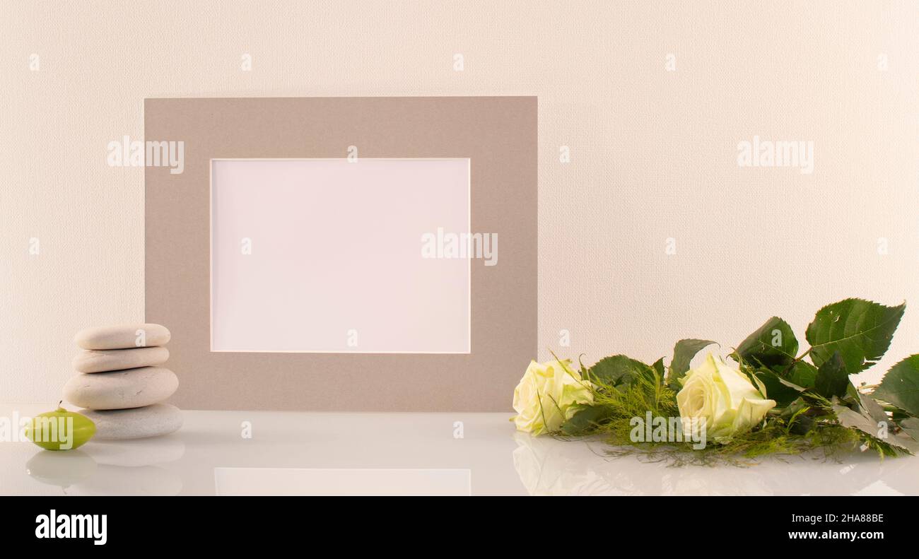 Photo frame with empty space. To write a message, invitation, wishes ...