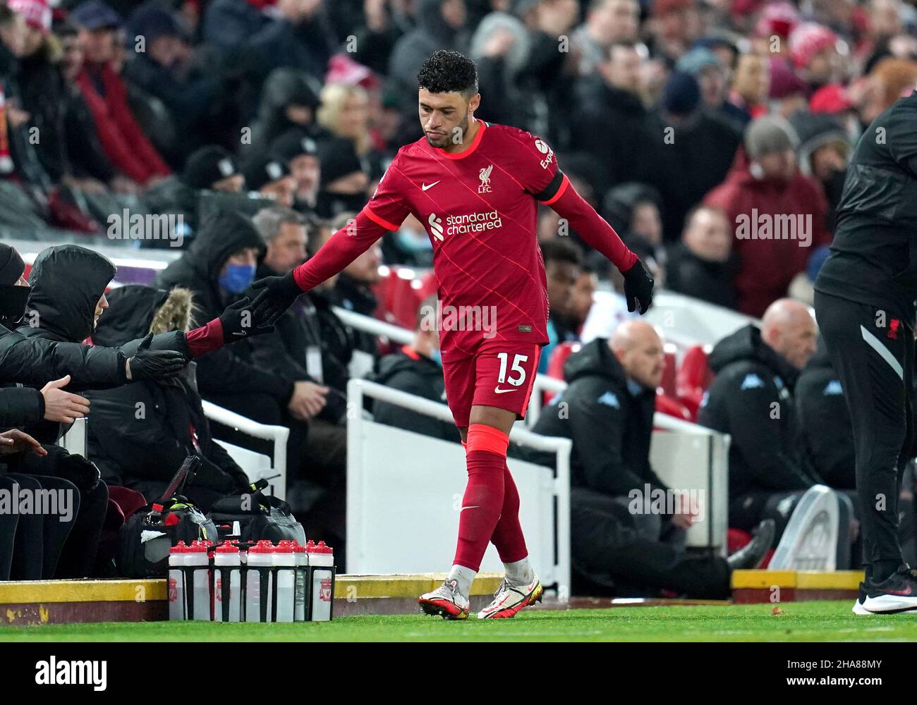 Liverpool's Alex Oxlade-Chamberlain reacts after being substituted ...