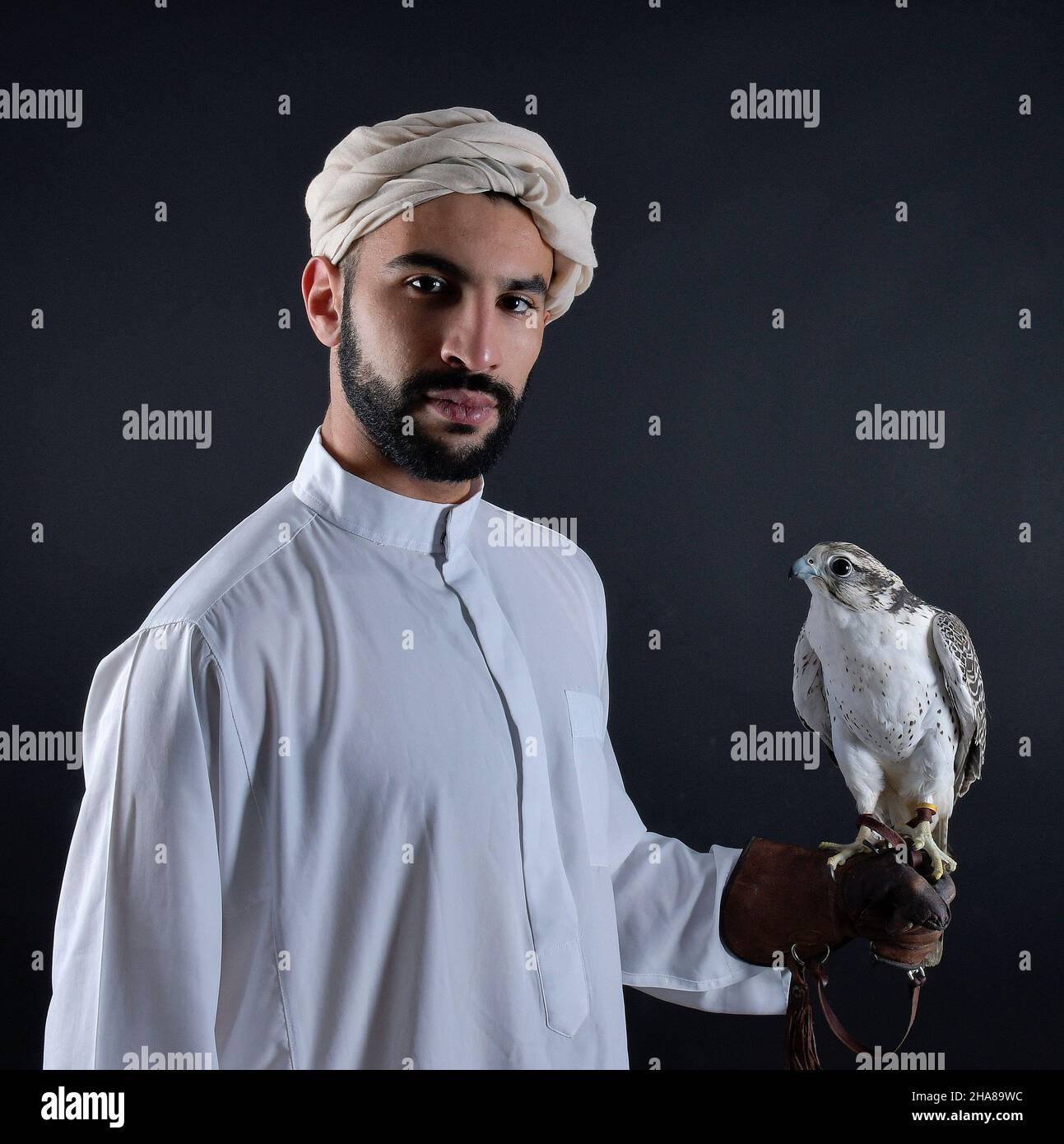 Young falconer holding a bird of prey Stock Photo - Alamy