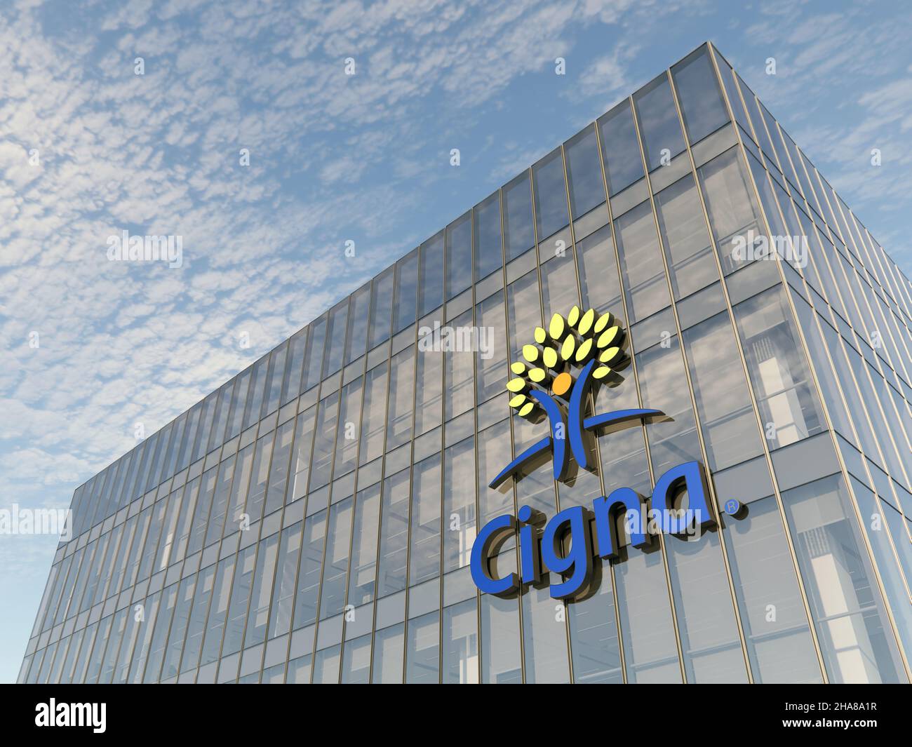 Bloomfield, USA. December 5, 2021, Editorial Use Only, 3D CGI. Cigna ...