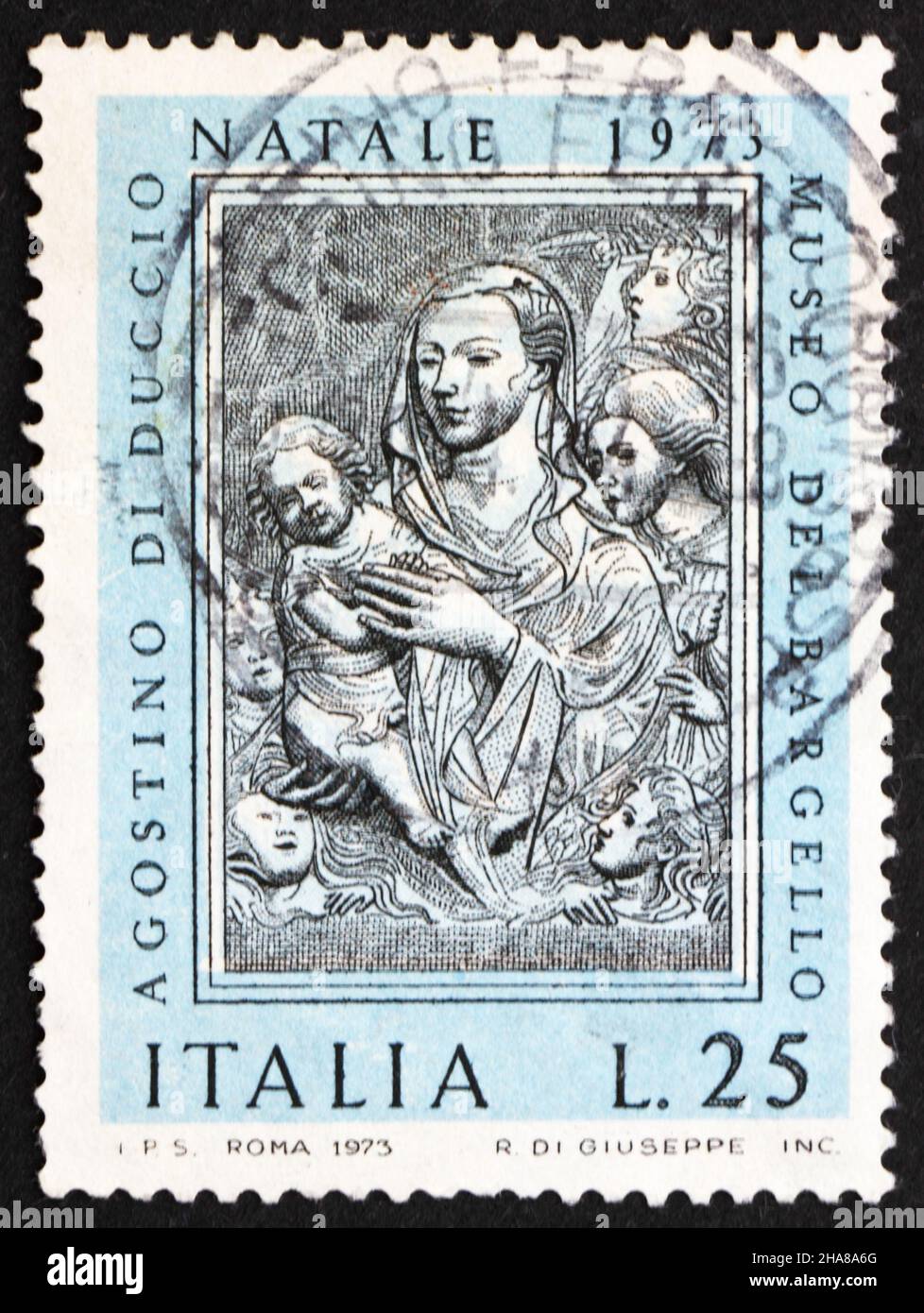 ITALY - CIRCA 1973: a stamp printed in the Italy shows Virgin And Child ...