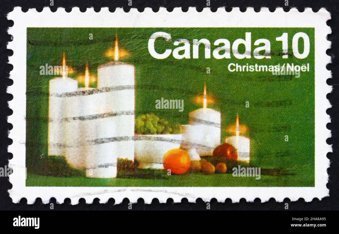 CANADA - CIRCA 1972: a stamp printed in the Canada shows Candles and ...