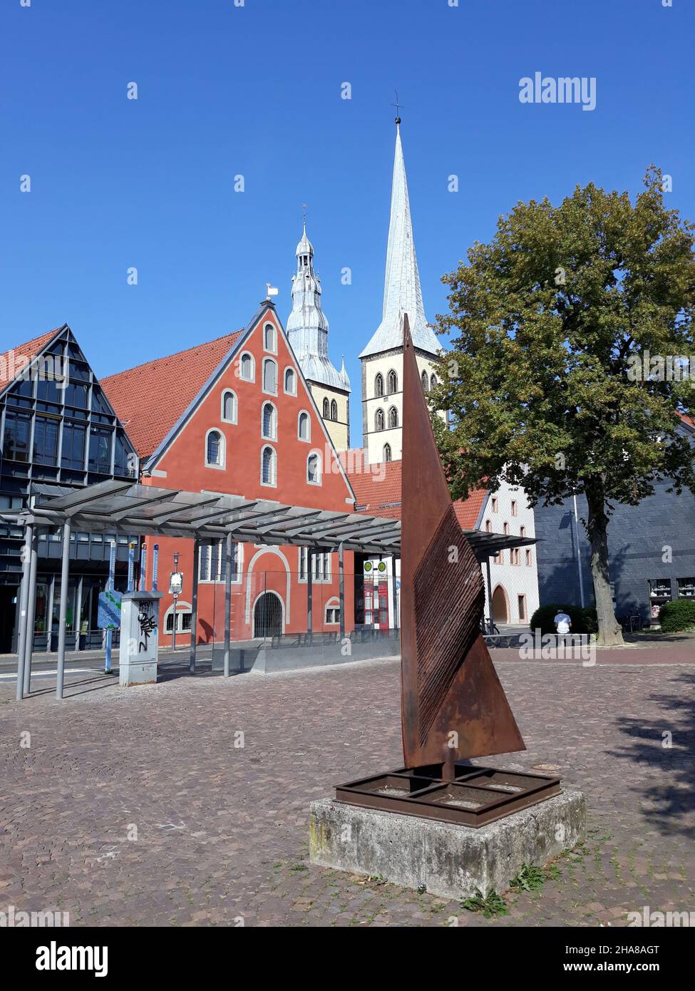 Shops in the old town of Lemgo in Lippe District, Germany Stock Photo ...