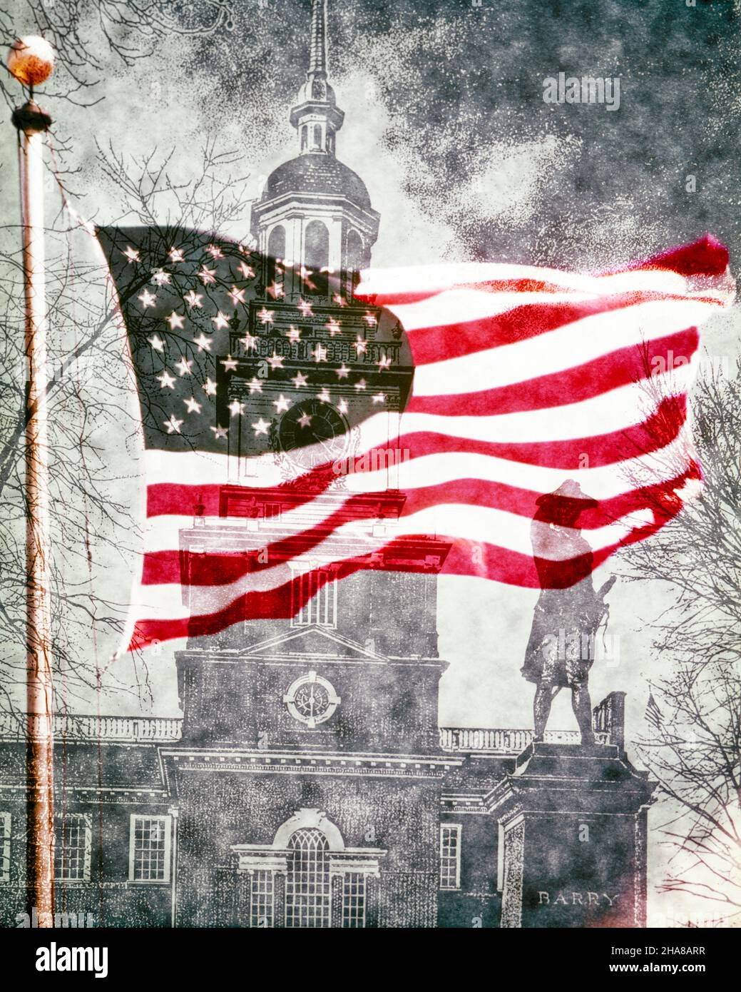 1970s COMPOSITE IMAGE OF PHILADELPHIA INDEPENDENCE HALL AND THE ...
