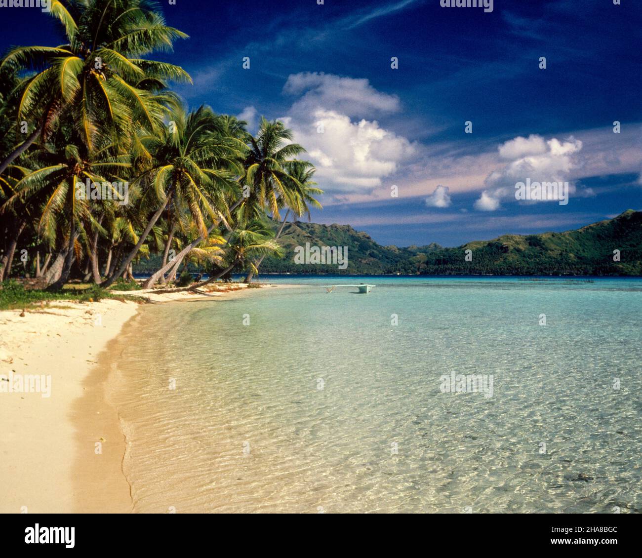 1980s EMPTY DESERTED WHITE SAND TROPICAL PACIFIC OCEAN BEACH PALM TREES ...