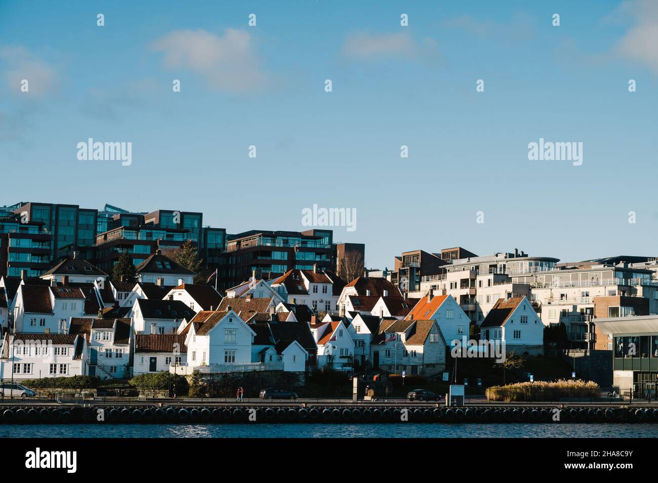 Scenic cityscape of modern norwegian town. Modern architecture of ...