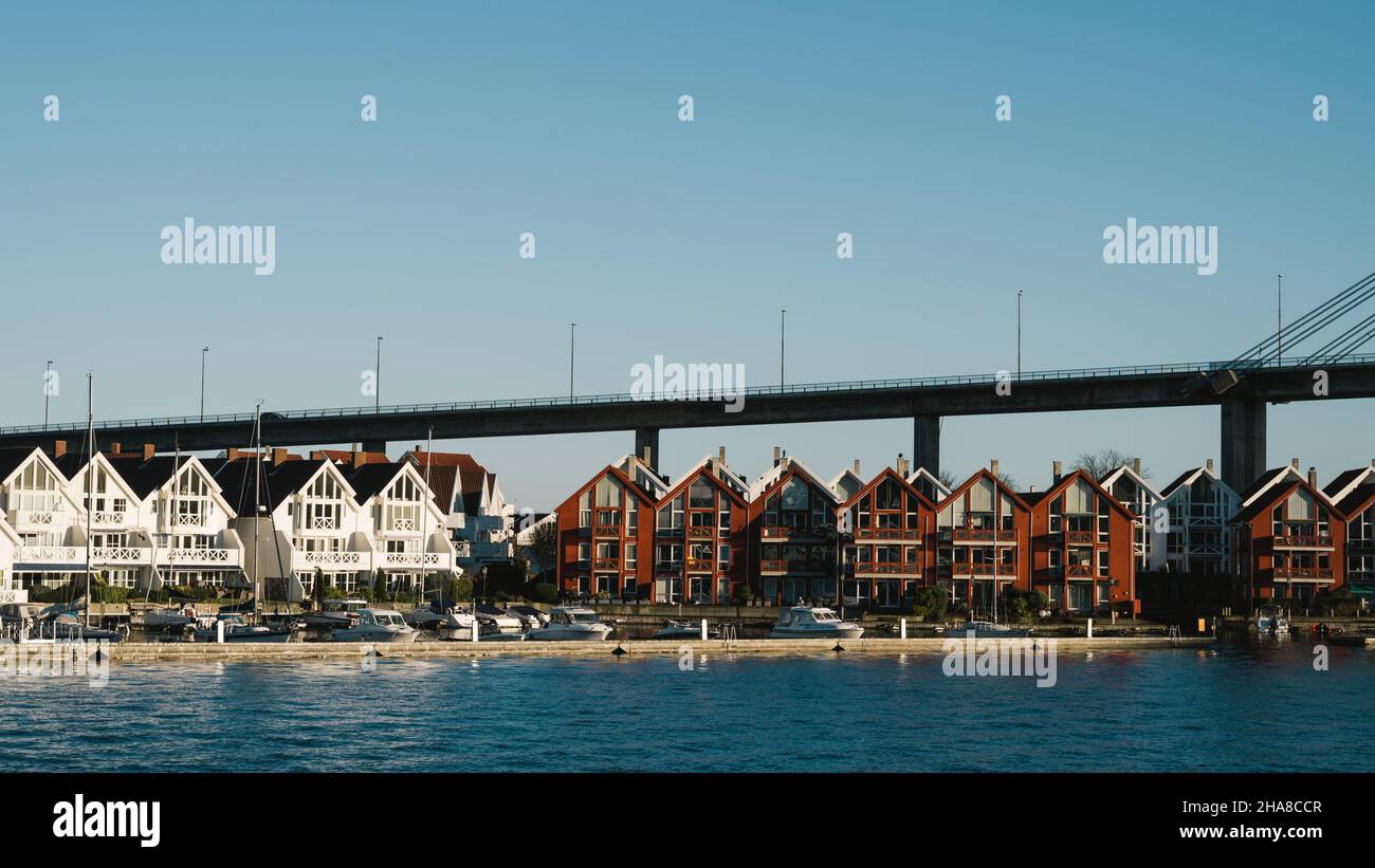 Scenic cityscape of modern norwegian town. Modern architecture of ...