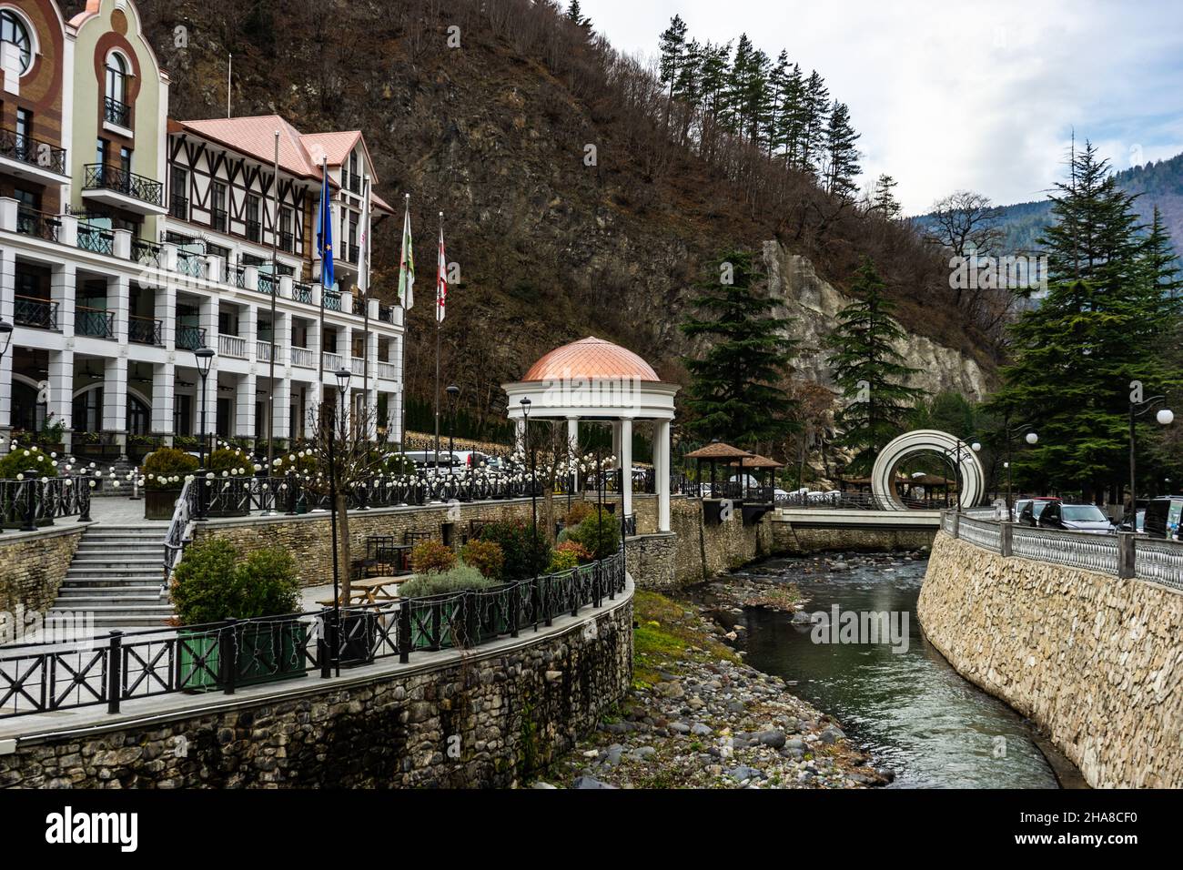 City resort with mineral water springs Borjomi Stock Photo - Alamy