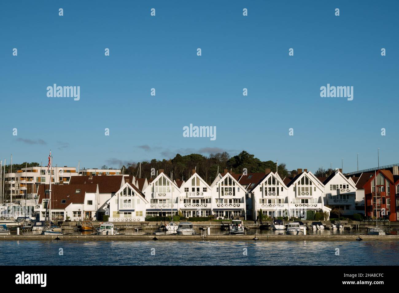 Scenic cityscape of modern norwegian town. Modern architecture of ...