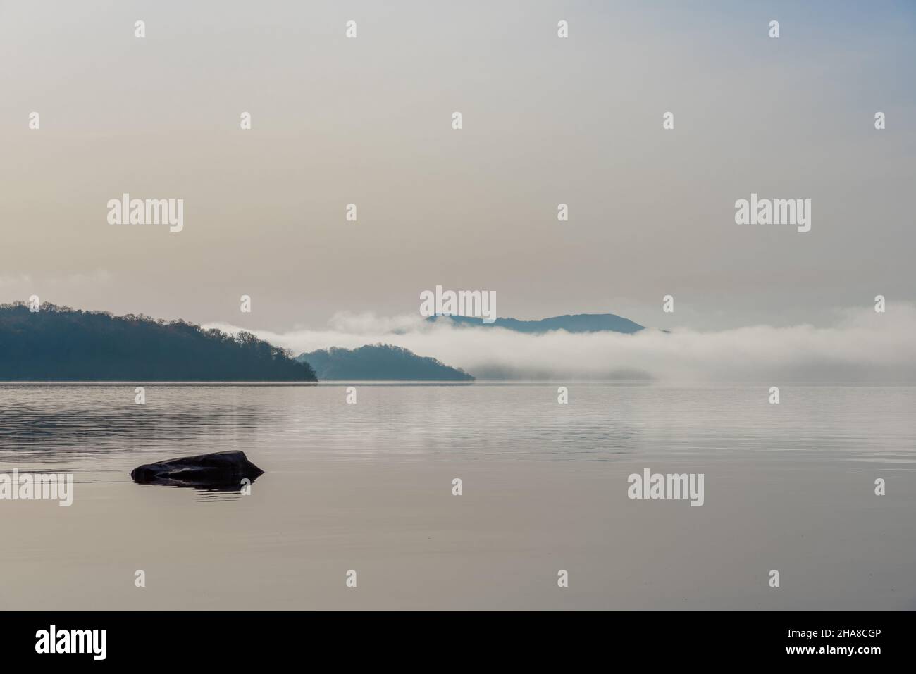 Objects and mist on water Loch Lomond, Scotland Stock Photo - Alamy