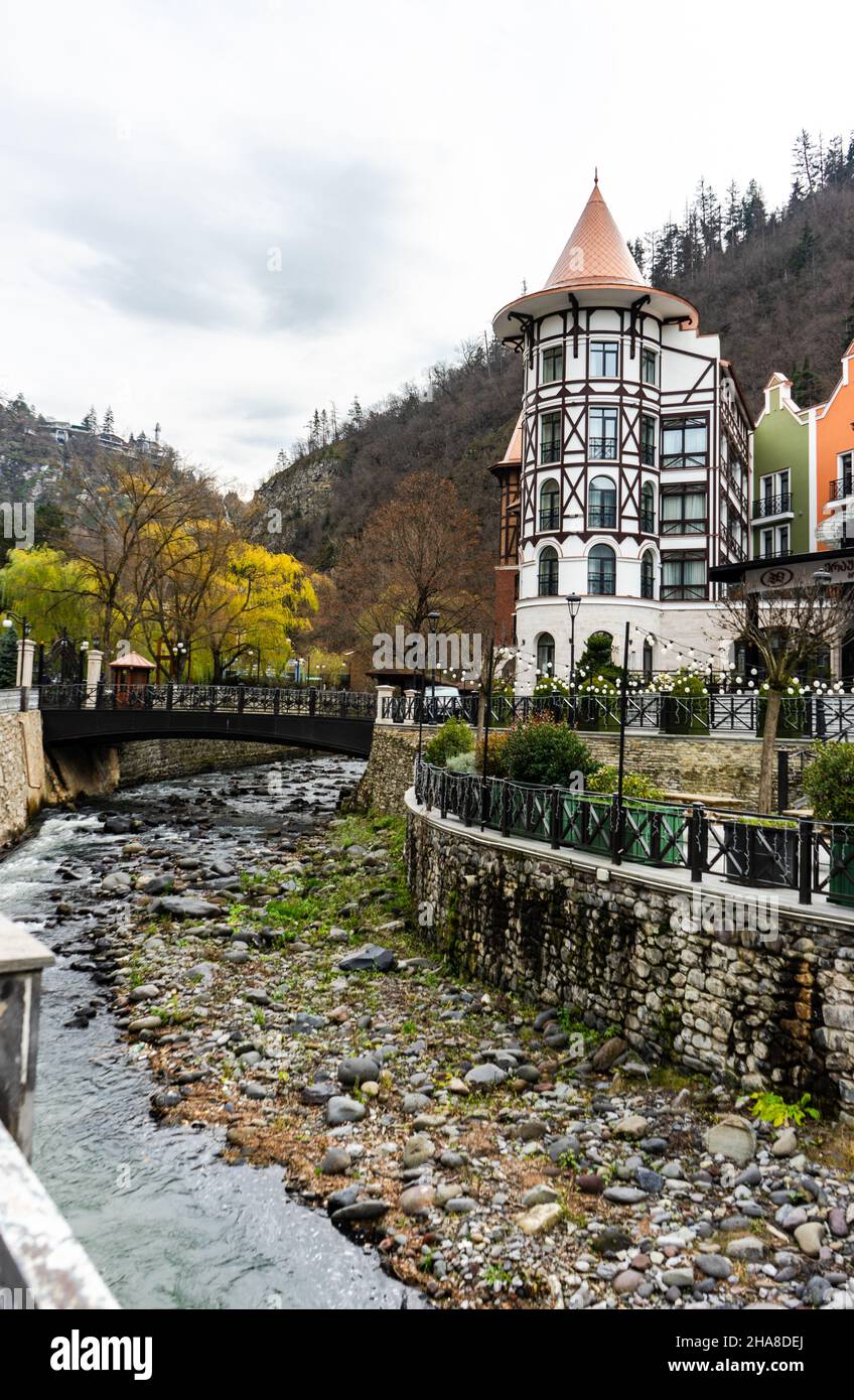 City resort with mineral water springs Borjomi Stock Photo - Alamy