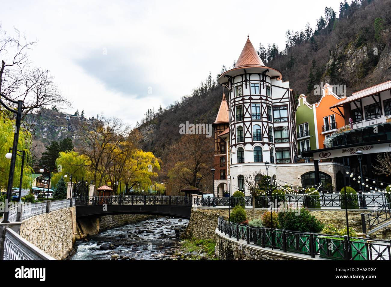 City resort with mineral water springs Borjomi Stock Photo - Alamy