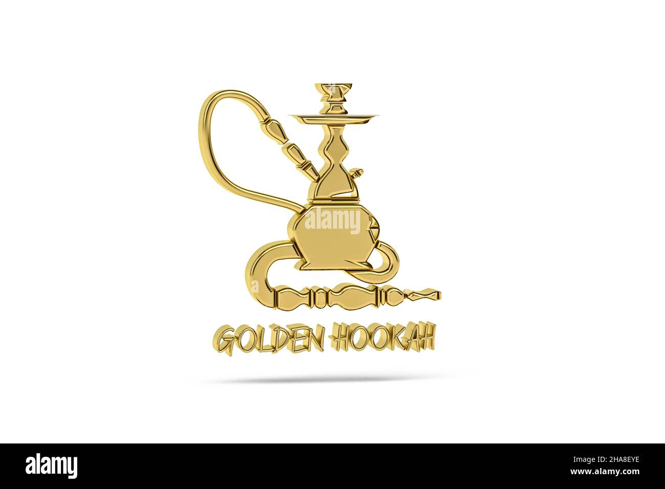 Golden 3d hookah icon isolated on white background - 3d render Stock ...