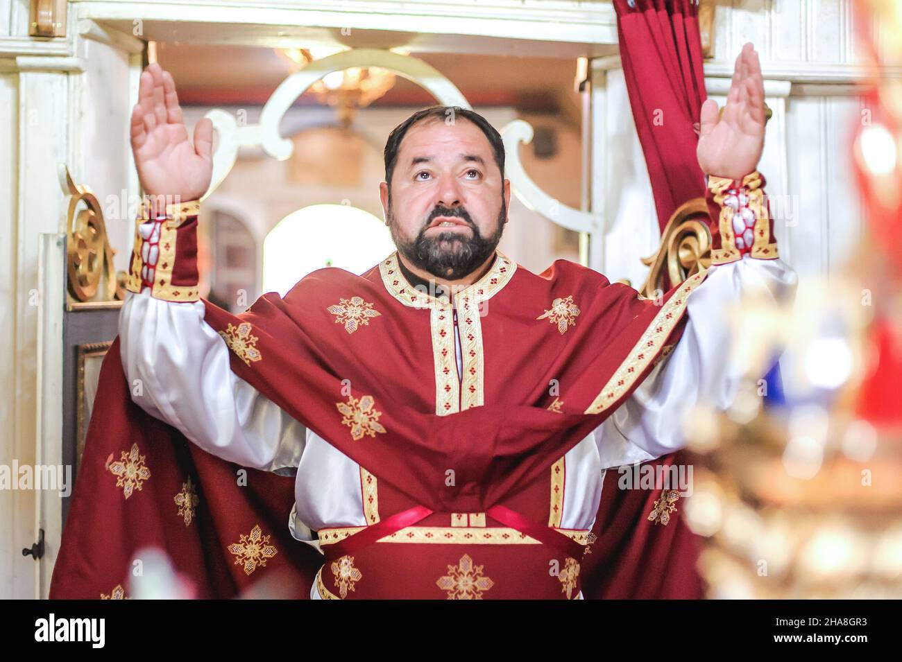 Religious priest during church service. Authentic religion spiritual ...