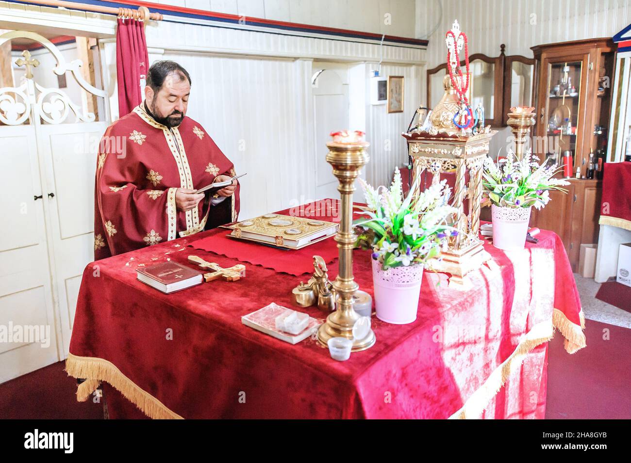 Religious priest during church service. Authentic religion spiritual ...