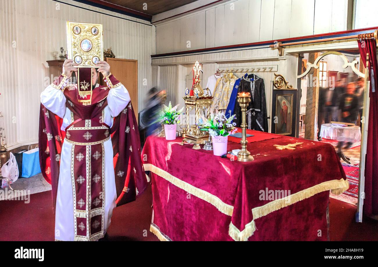 Religious priest during church service. Authentic religion spiritual ...