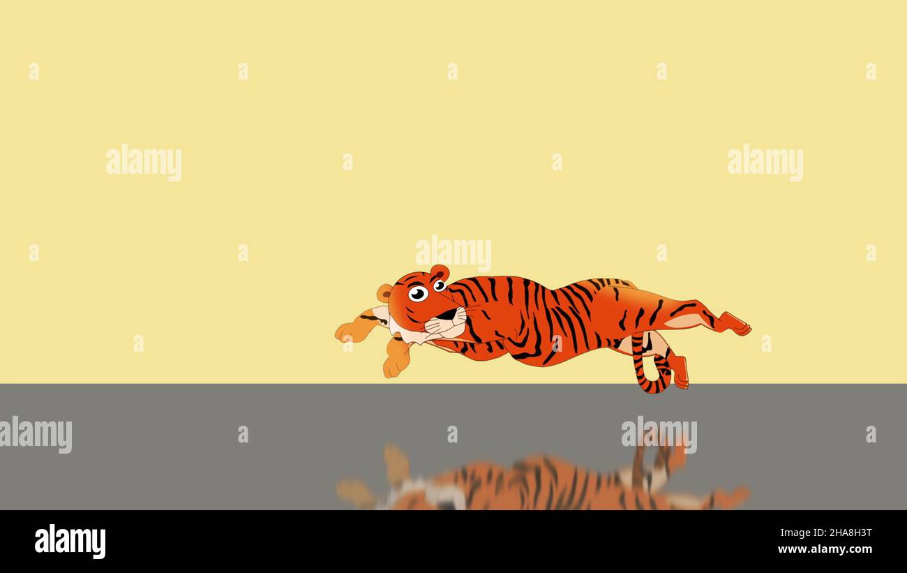 3D illustration - drawing of tiger running Stock Photo - Alamy