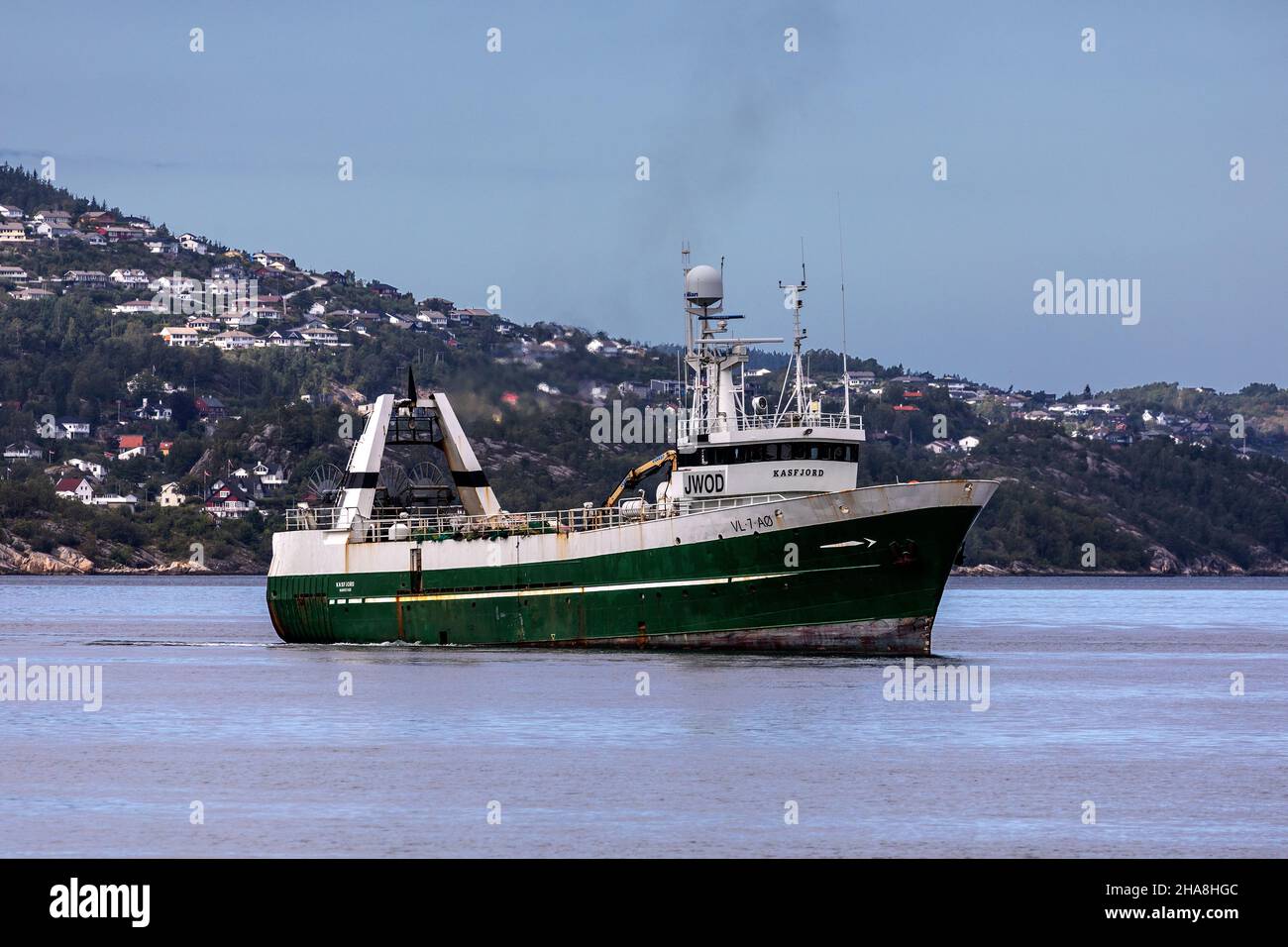 Fishing vessel, trawler Kasfjord at Byfjorden. Near port of Bergen ...