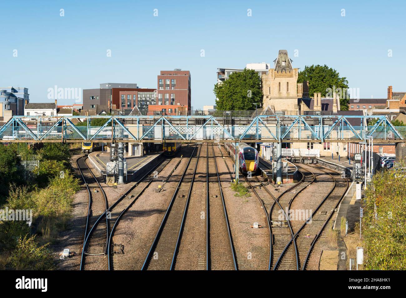 Lincoln city railway station looking west from Pelham bridge 2021 Stock ...