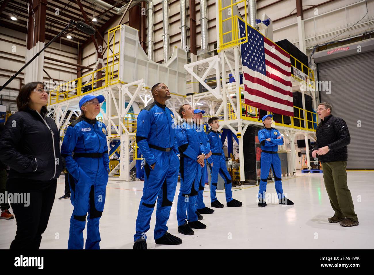 Texas, USA. 7th Dec, 2021. The crew of NS-19 visit New Shepard in the ...