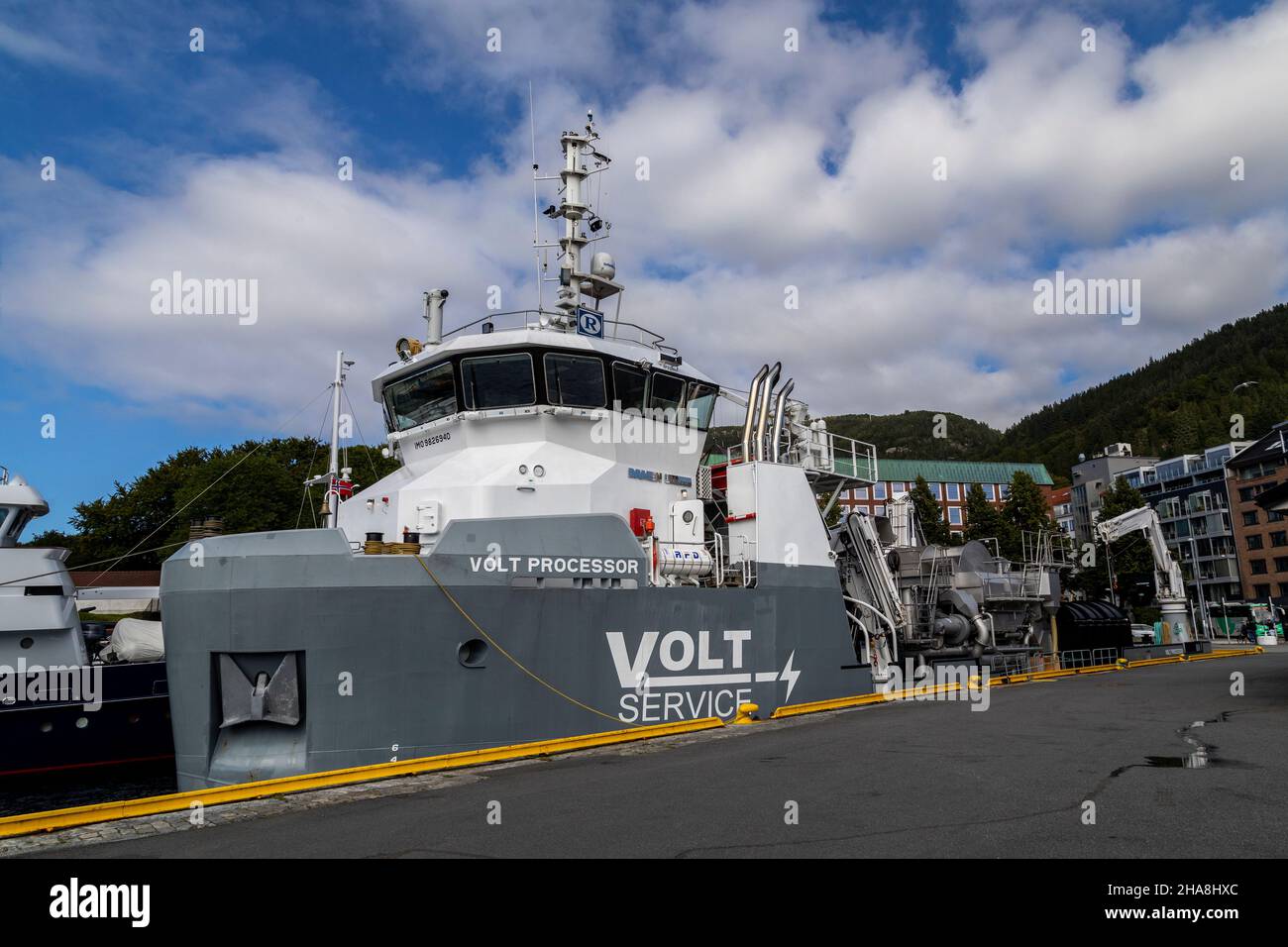 Utility vessel Volt Processor in the port of Bergen, Norway Stock Photo ...