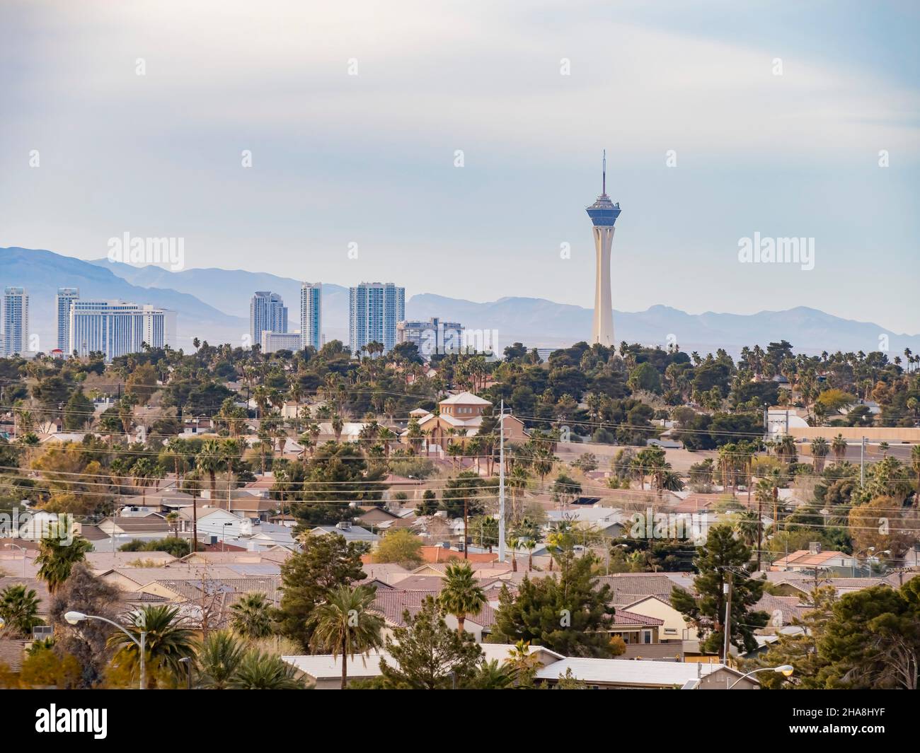 Afteroon overcast view of the Las Vegas strip skyline at Nevada Stock ...
