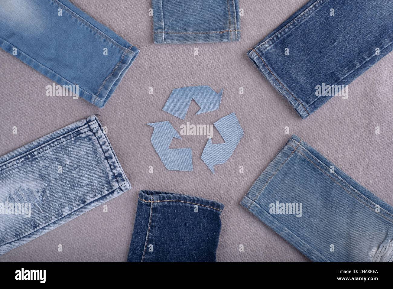 Clothing recycling. Used clothes. Ecological and sustainable denim ...