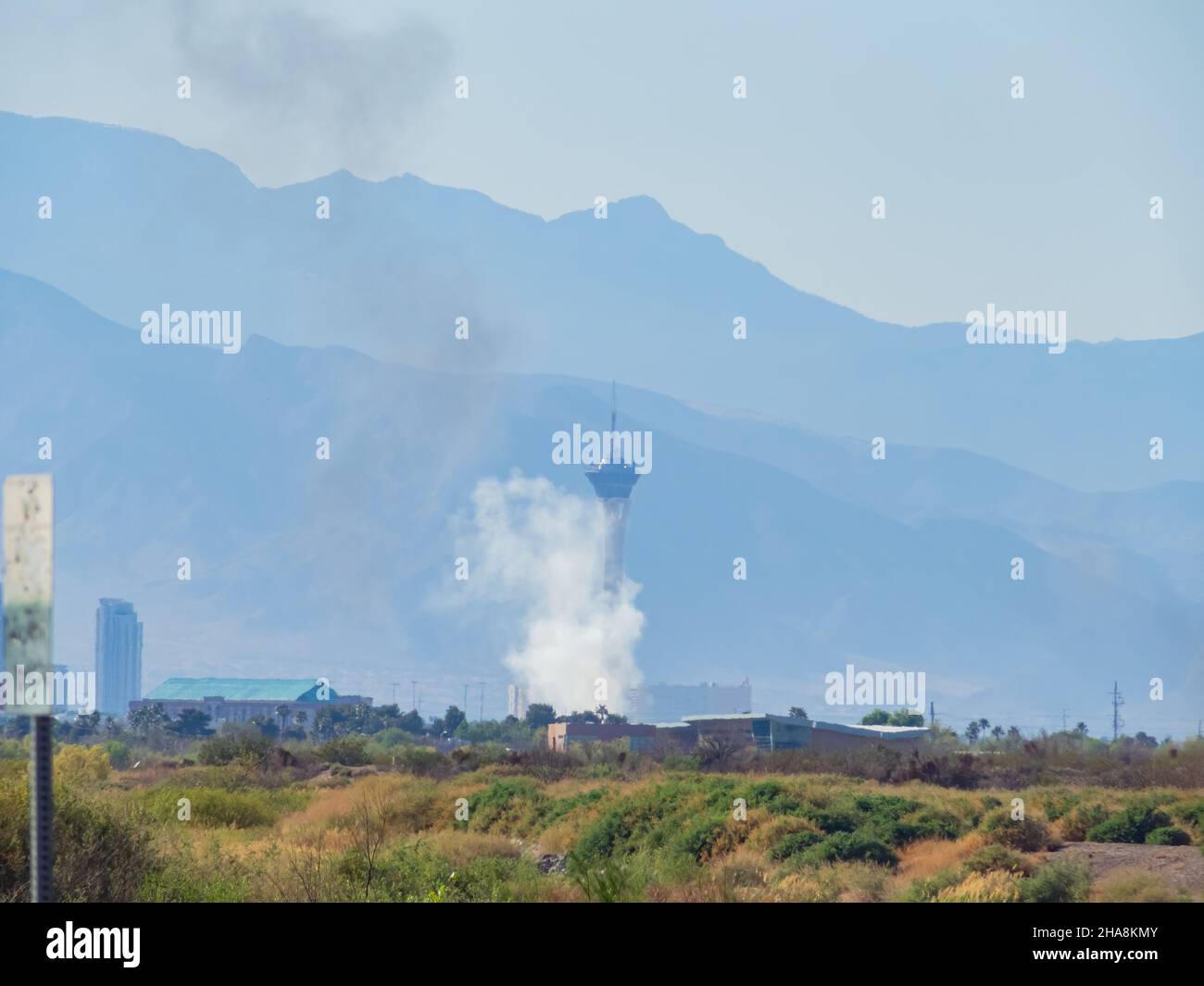 Smoke rising from the Las Vegas strip at Nevada Stock Photo - Alamy