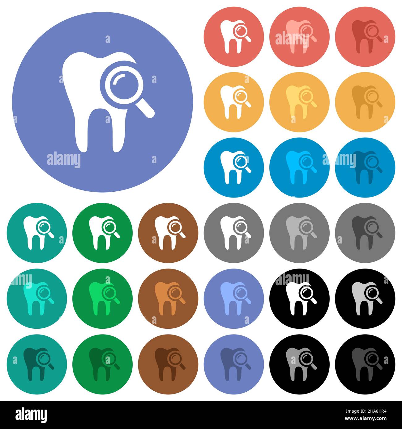 Dental examination multi colored flat icons on round backgrounds ...
