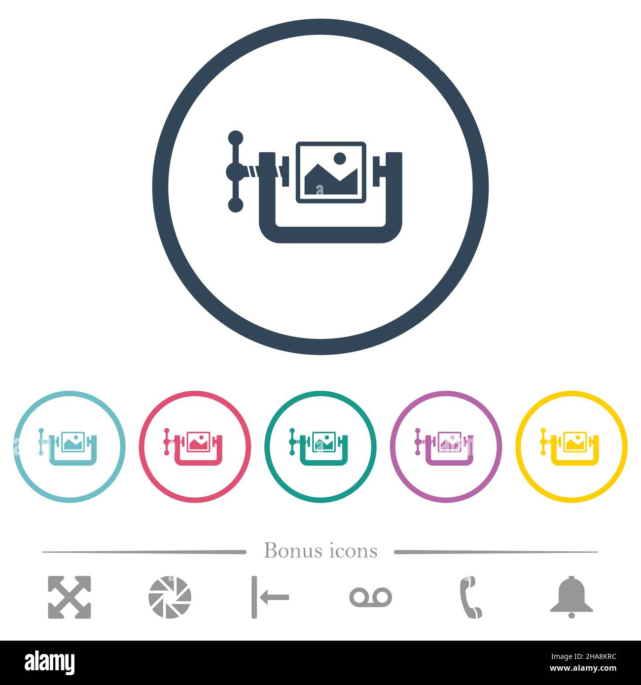 Image compression solid flat color icons in round outlines. 6 bonus ...