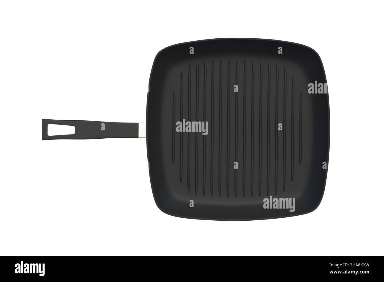 Frying pan for grill with ribbed surface isolated on white background ...