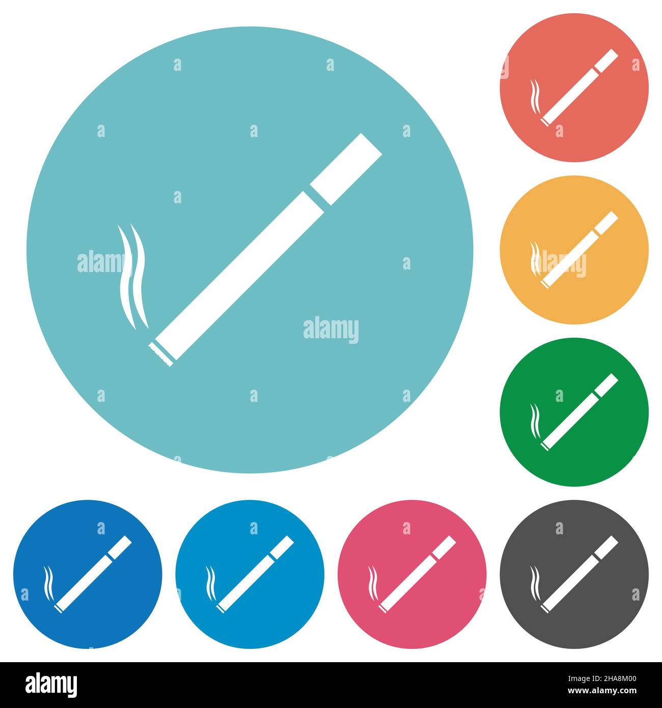Cigarette flat white icons on round color backgrounds Stock Vector ...