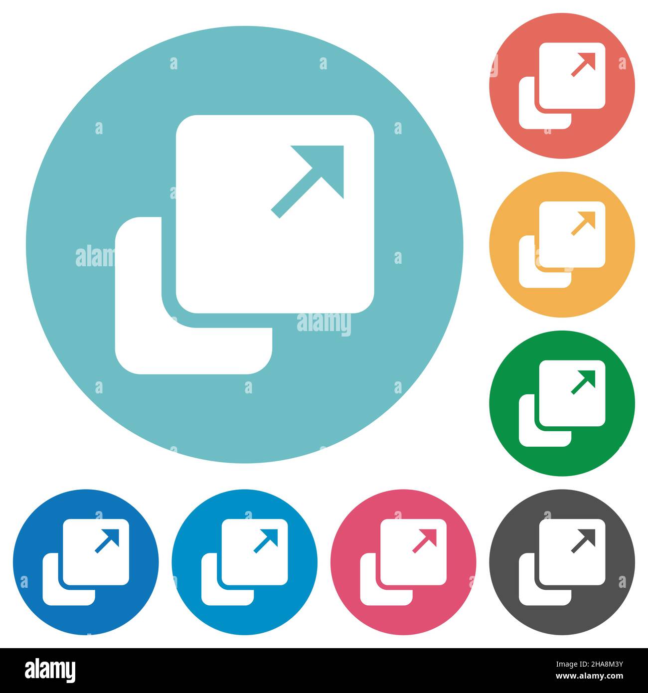 Extend element solid flat white icons on round color backgrounds Stock ...